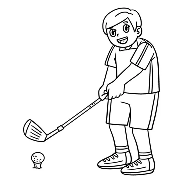 Una p gina para colorear lindo y divertido de un golfista de golf prepar ndose para golpear ...