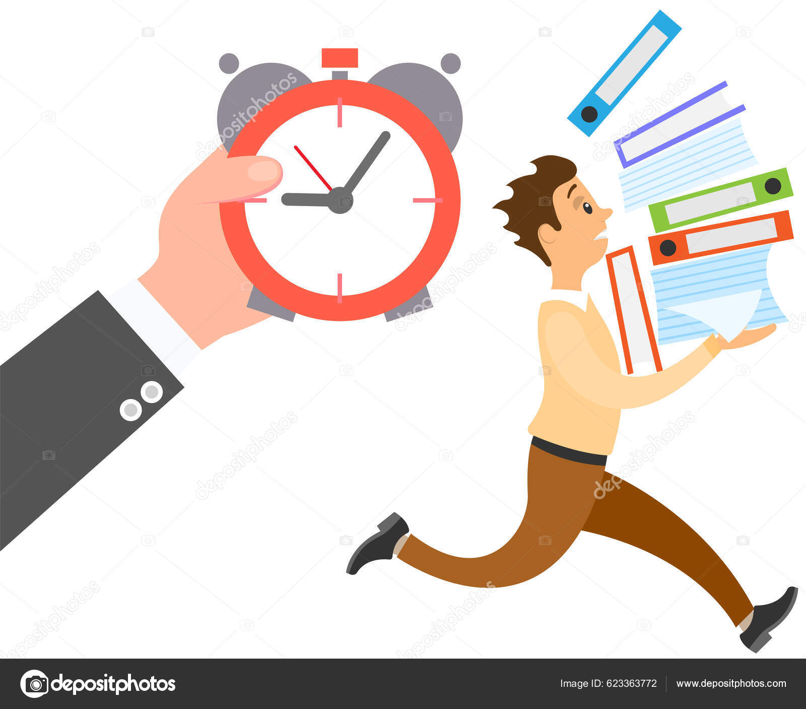 Businessman Works Data Folders Finish Task Deadline Boss Shows Employee ...