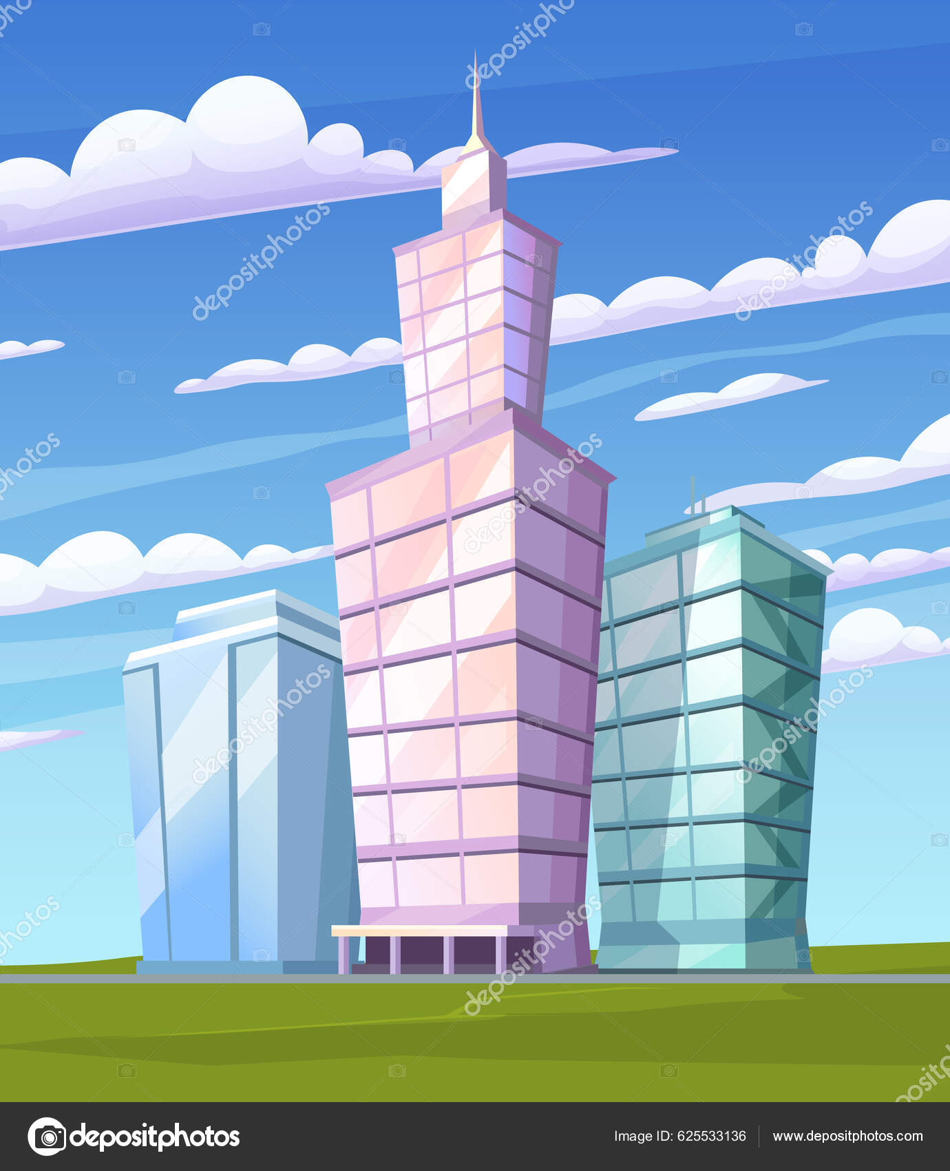 High Cartoon Skyscrapers Glass Architecturar Constructions Urban Glass ...