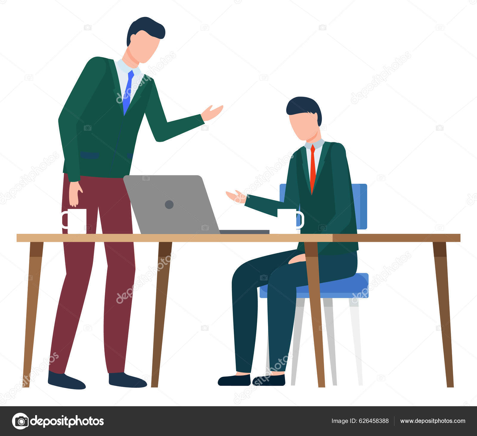 Conversation Two Men People Working Together Company Office Boss ...