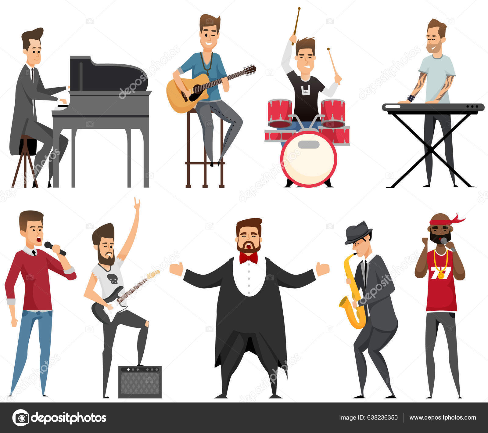 Artists Playing Music Instruments Singing Stage Concert Series ...