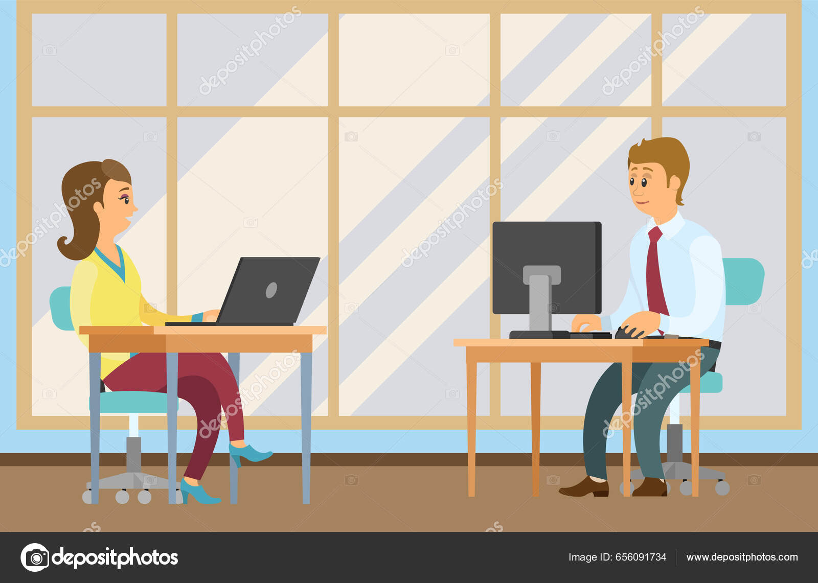 Gente Negocios Trabajo Equipo Personajes Dibujos Animados Hombre Mujer ...