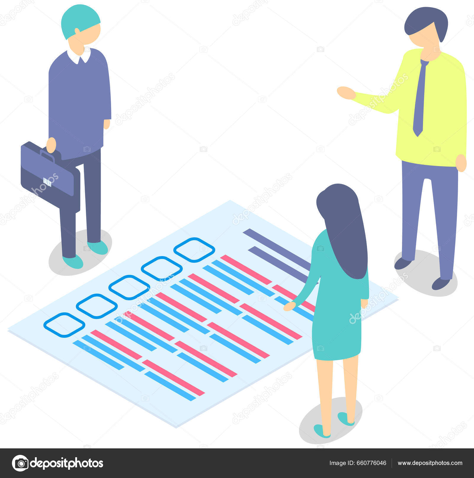 People Discuss Questionnaire Colleagues Business Suit Looking Survey ...