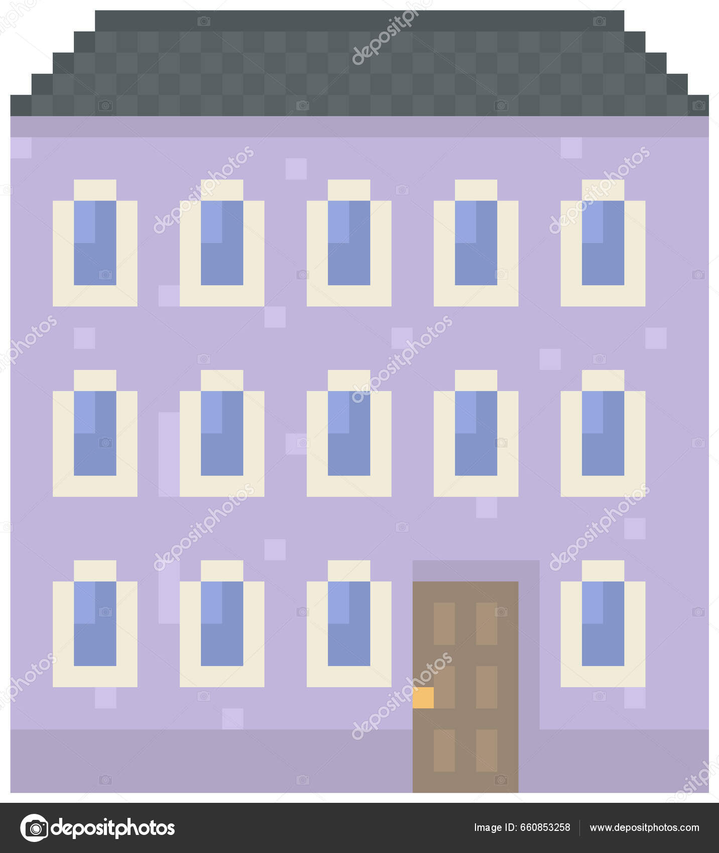 House Isolated White Pixelated Apartment Building Many Windows Pixel ...