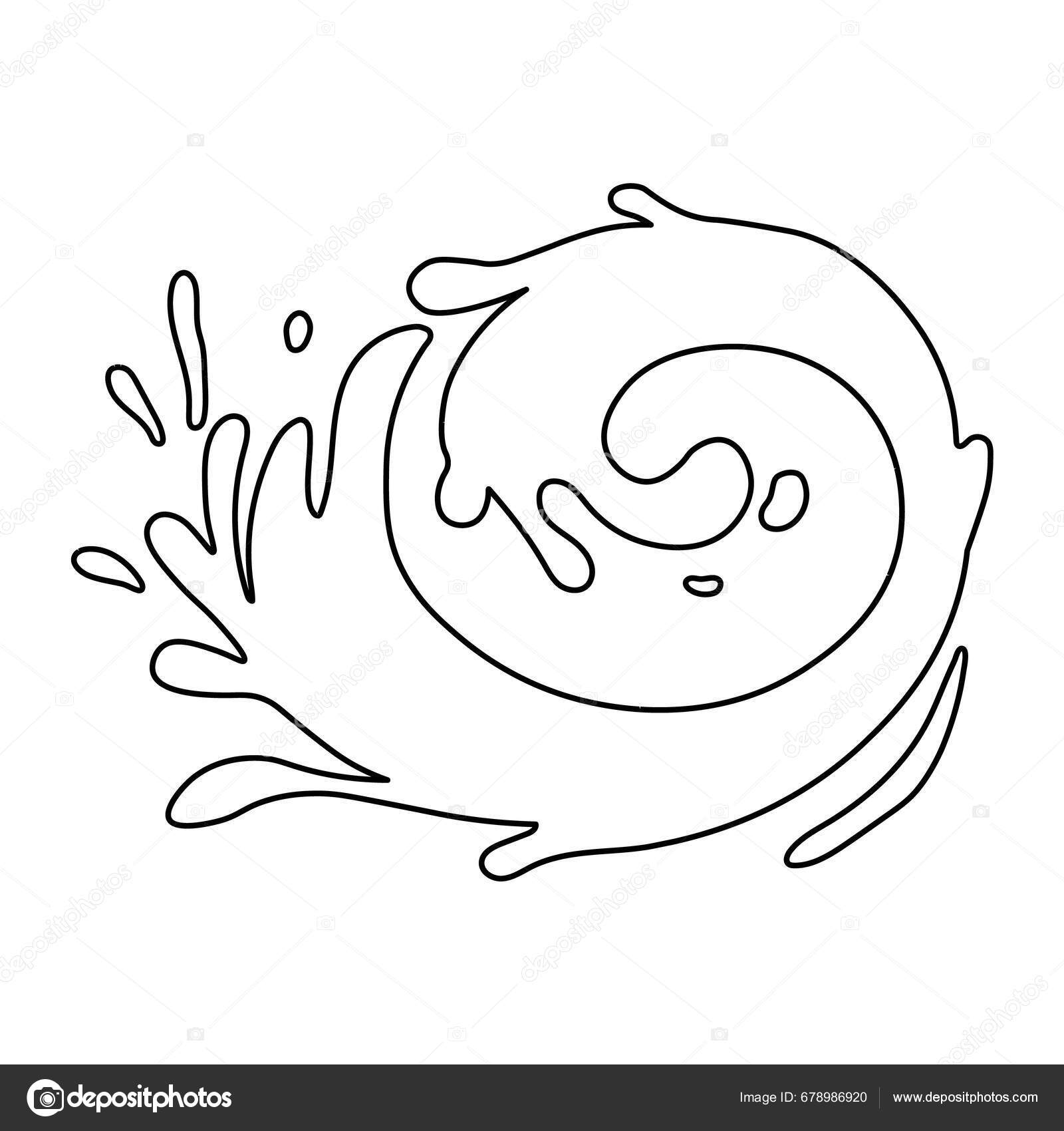 Agua Jugo Salpican Licuado Vector Contorno Una Línea Ilustración Gotita ...