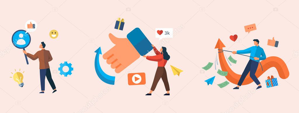 Influenciador. Ilustración vectorial. Los influencers usan estrategias ...