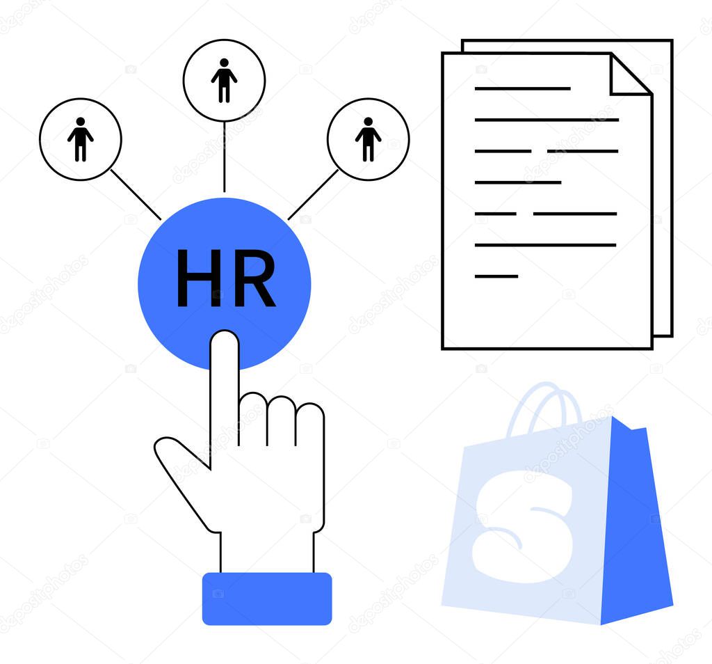 Concepto de Recursos Humanos con la mano apuntando a un botón de ...