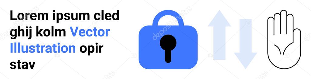 Icono de bloqueo azul con ojo de cerradura, flechas que indican ...