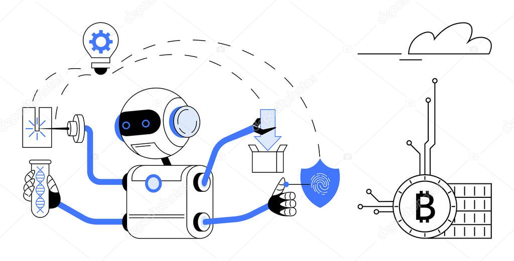 Un robot multiarmado que interactúa con instrumentos científicos, una ...