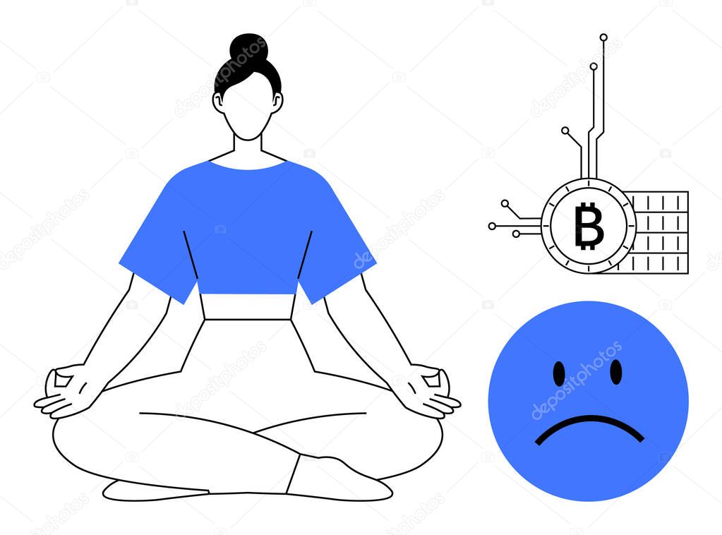 Una persona está meditando, simbolizando la calma. Cerca hay un ...