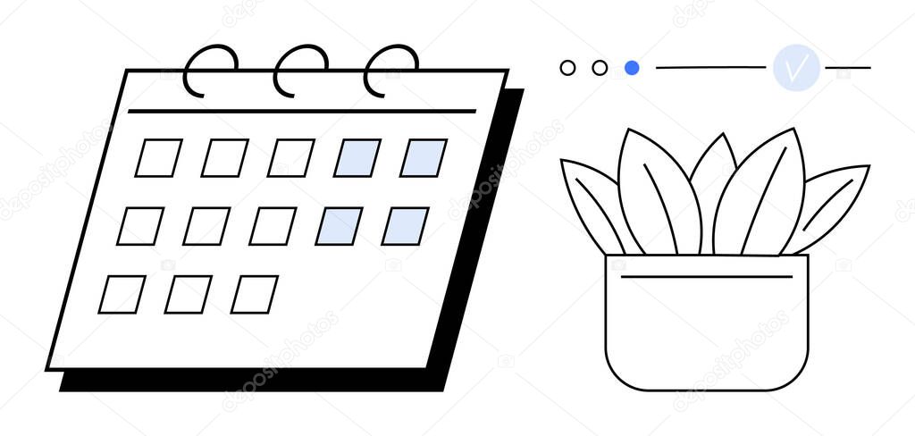 Escritorio cuenta con un calendario con varias fechas destacadas, una ...