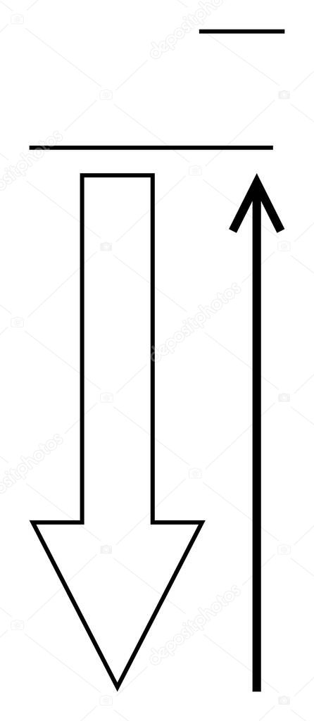 Dos flechas opuestas una arriba y otra abajo con líneas paralelas ...
