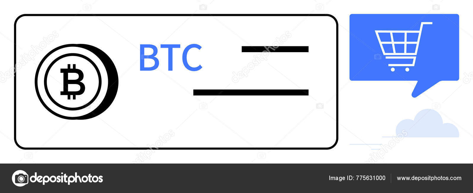 Bitcoin Symbol Alongside Btc Text Two Horizontal Lines Blue Shopping ...
