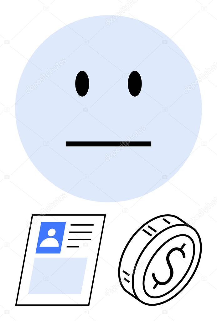 Cara neutral por encima de la tarjeta de perfil de identificación y ...