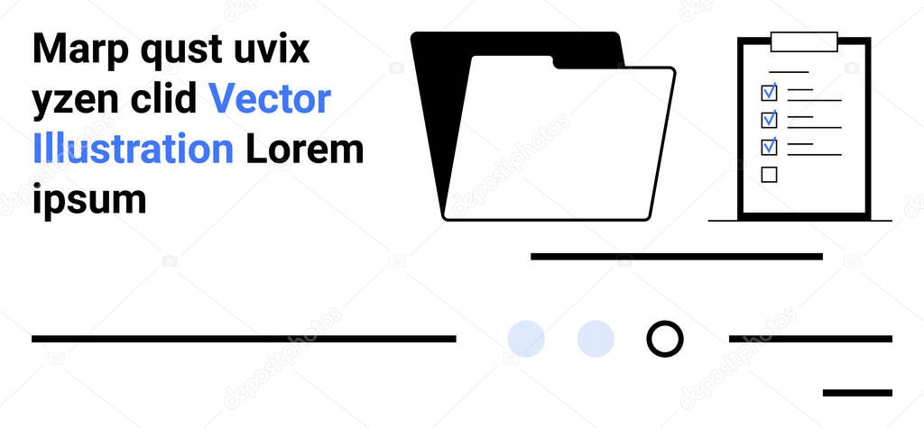 Carpeta y lista de verificación con marcas de verificación azules ...