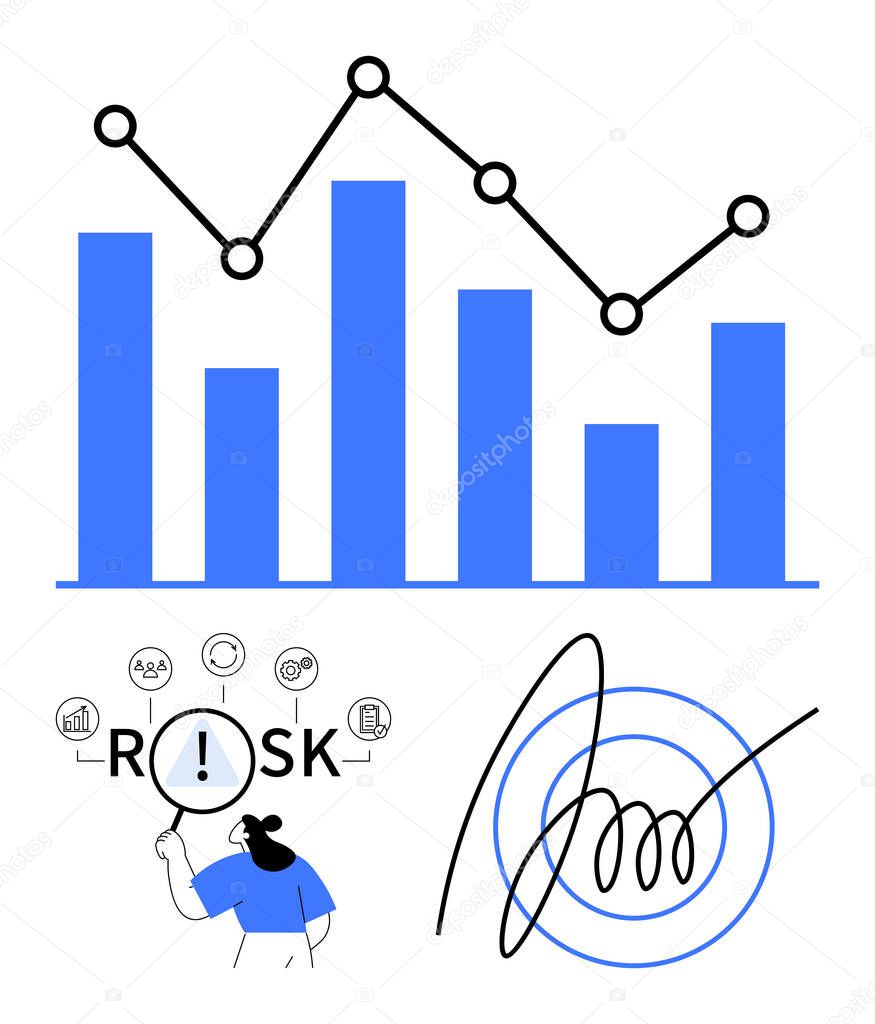Gráfico de barras y líneas que muestra las tendencias de datos, una ...