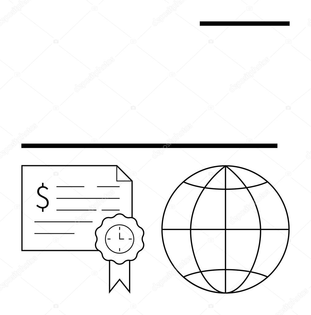 Certificado con signo de dólar, cinta, globo que simboliza el logro ...