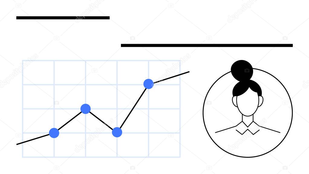 Cuadro de crecimiento con puntos de datos azules y gráfico de líneas ...