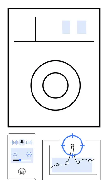 Lavadora con panel de control circular, interfaz de comando de voz y ...