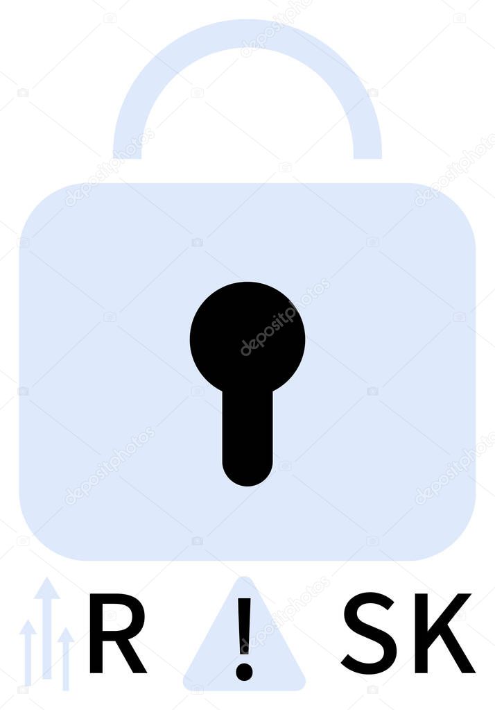 Candado de seguridad con cerradura sobre texto RSK y flechas hacia ...