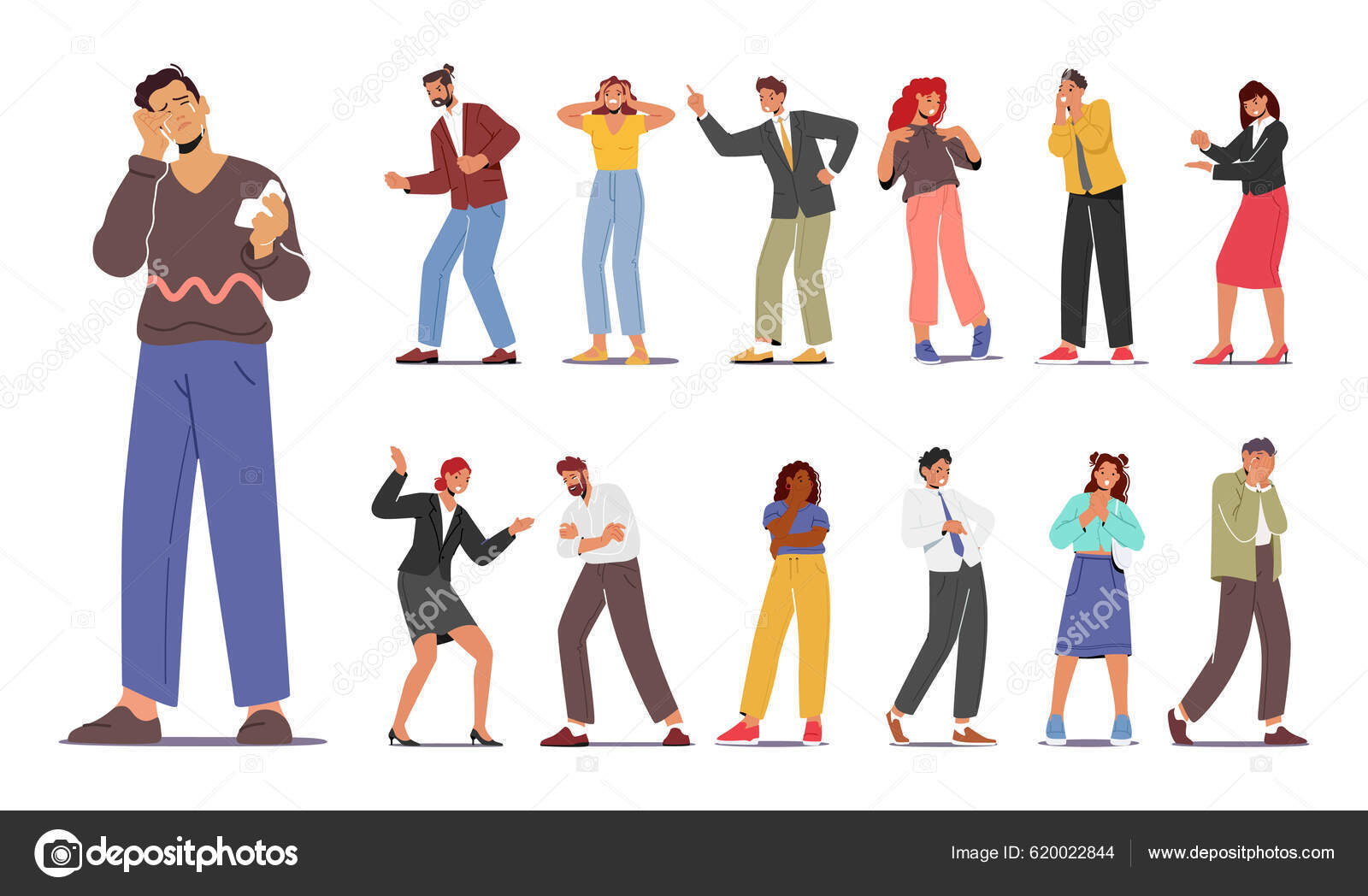 A Group Of People Crying Cartoon