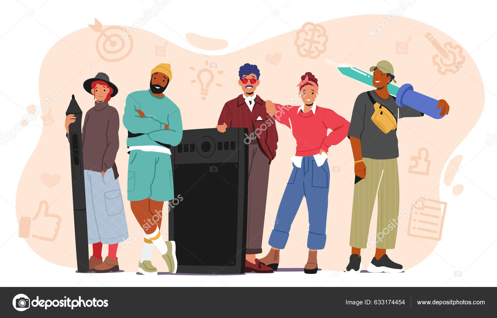 Team Creative People Male Female Characters Designers Artists Painters ...