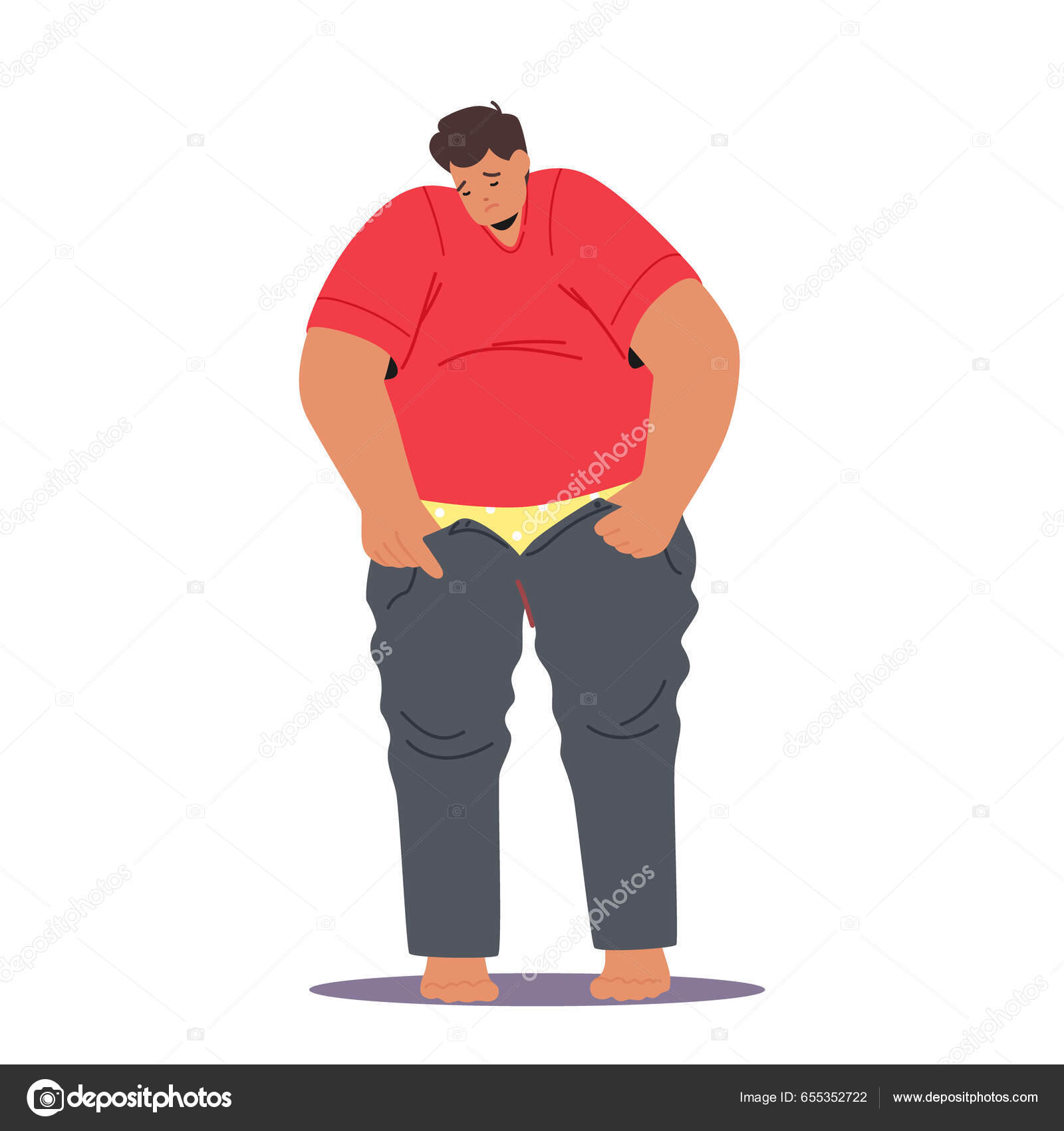 Fat Man Fights Zipper Tight Pants Hilarious Struggle Bulging Belly ...