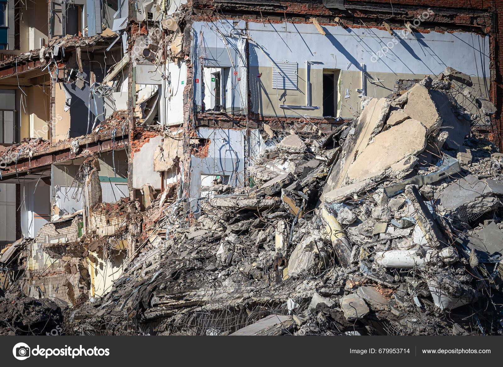 Destruição Edifício Destruído Fragmento Edifício Residencial ...