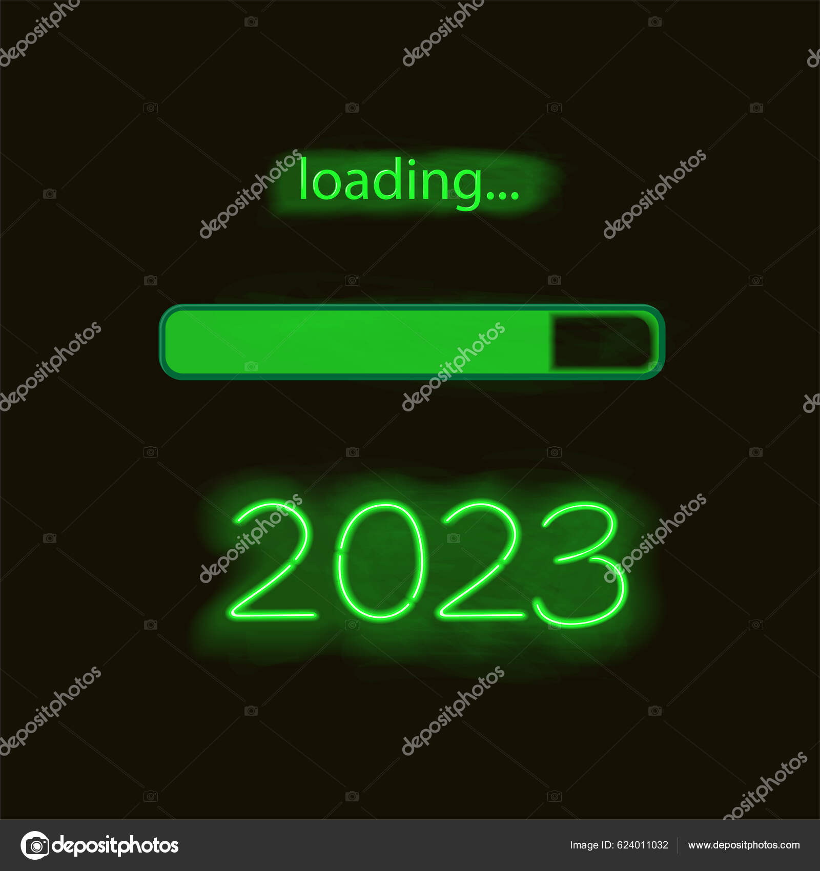 Neon Progress Bar Showing Loading 2023 New Year Vector Background Stock ...