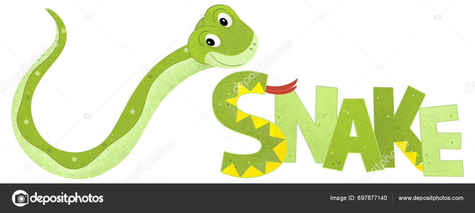 Cartoon Scene Snake White Background Sign Name Animal Illustration Kids ...