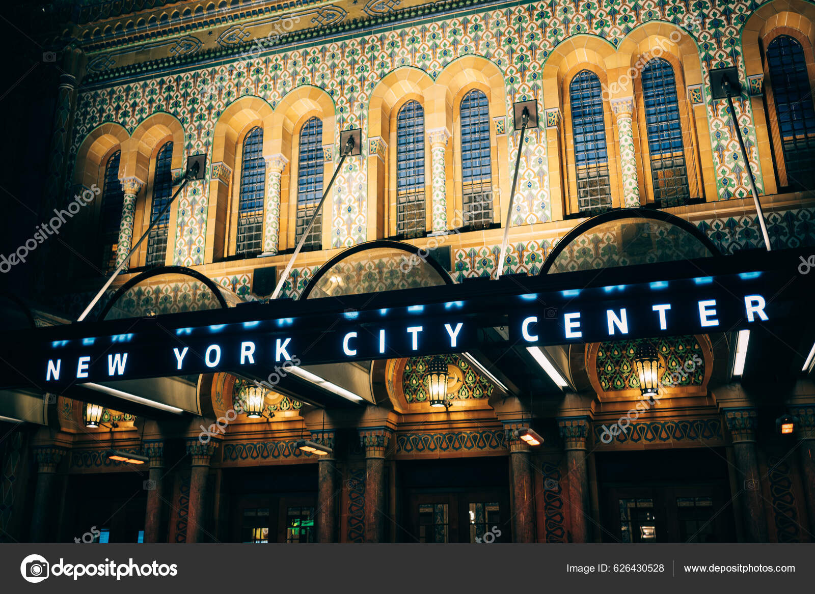 New York City Center Sign Night Manhattan New York — Stock Editorial ...