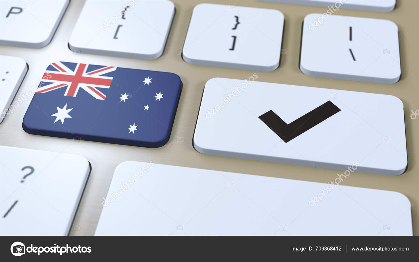 Australia National Flag Check Mark Yes Button Illustration — Stock ...