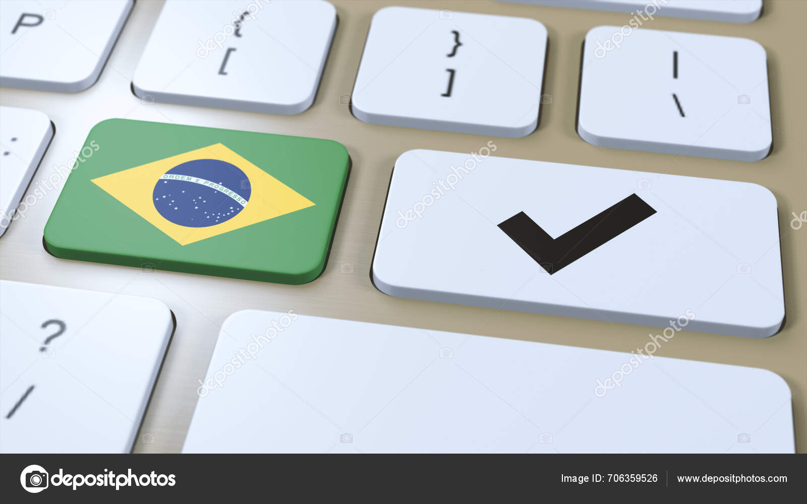 Brazil National Flag Check Mark Yes Button Illustration — Stock Photo ...