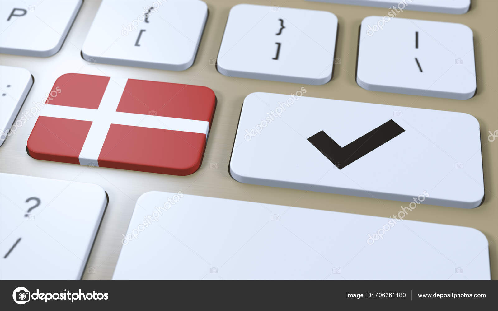 Denmark National Flag Check Mark Yes Button Illustration — Stock Photo ...