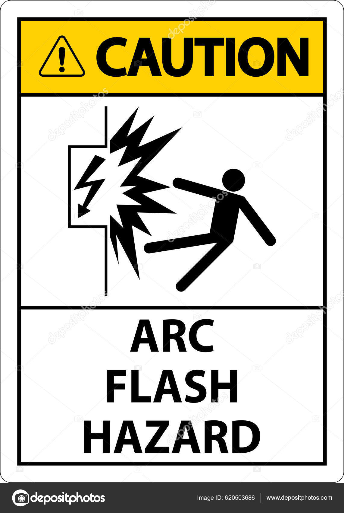 Caution Arc Flash Hazard Sign White Background Stock Vector Image by ...