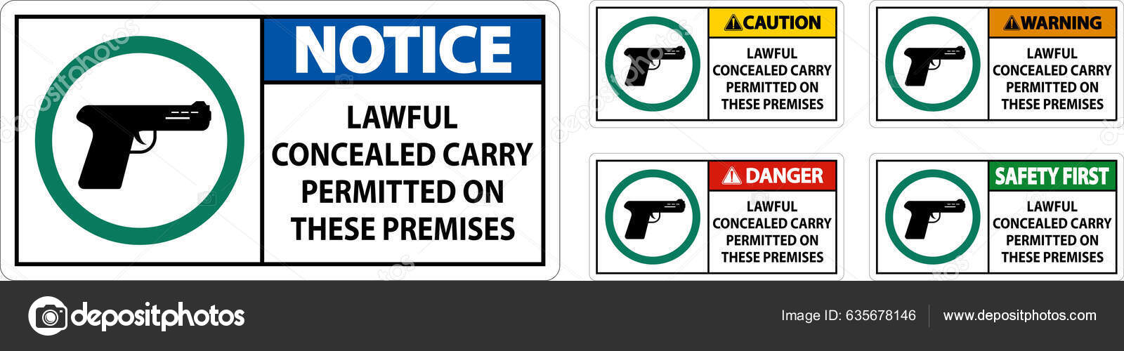 Notice Firearms Allowed Sign Lawful Concealed Carry Permitted Premises ...
