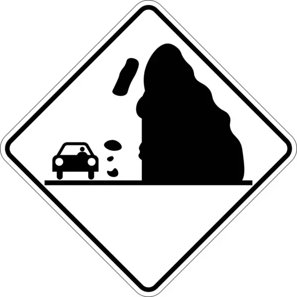 Road Warning Sign Mountain Rocks Falling Symbol Stock Vector by ©Seetwo ...
