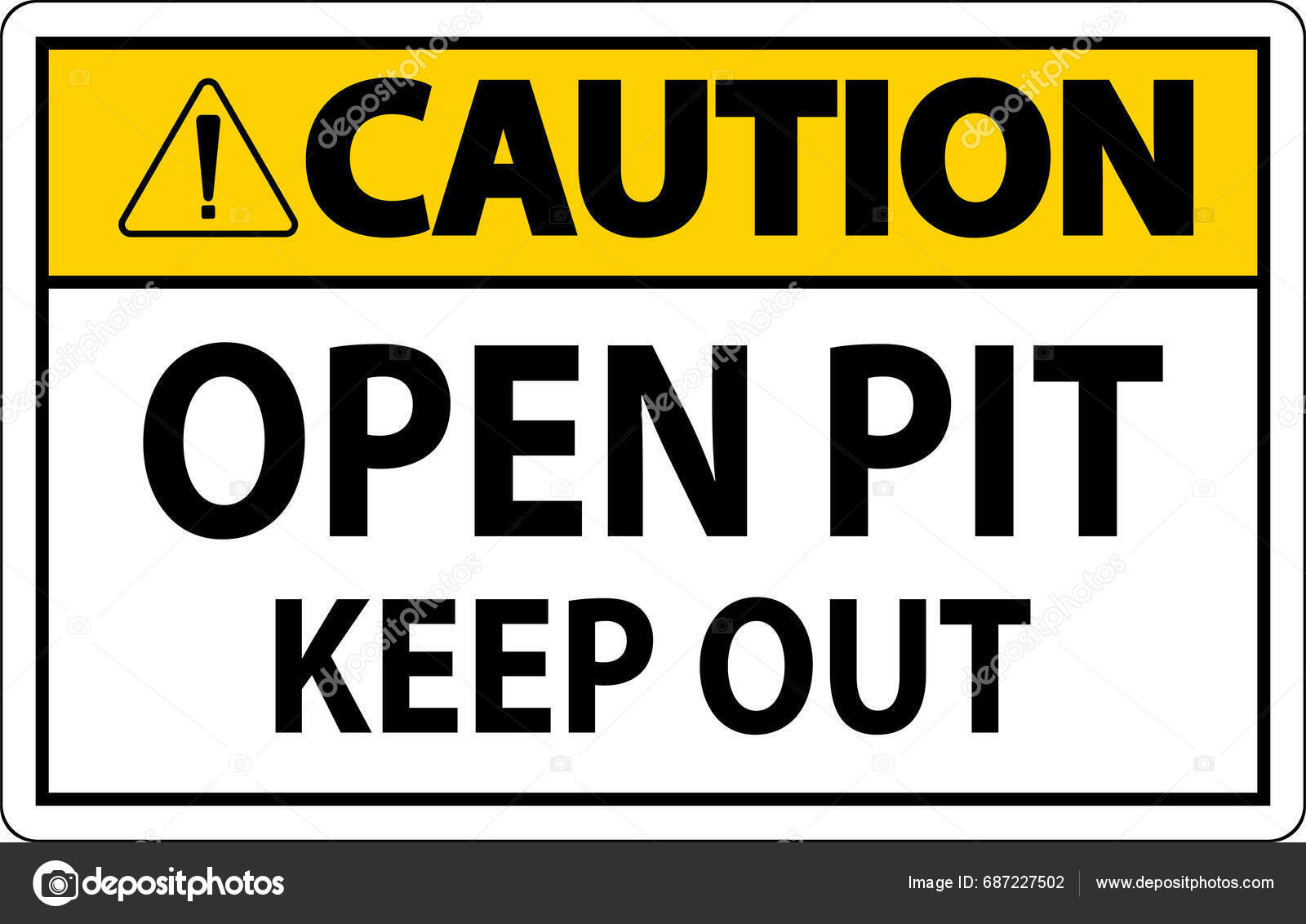 Caution Open Pit Sign Open Pit Keep Out Stock Vector by ©Seetwo 687227502