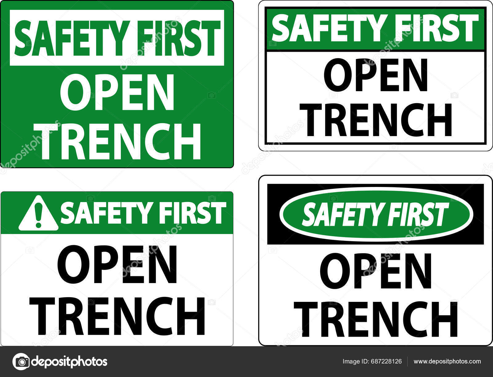 Safety First Sign Open Trench Stock Vector by ©Seetwo 687228126