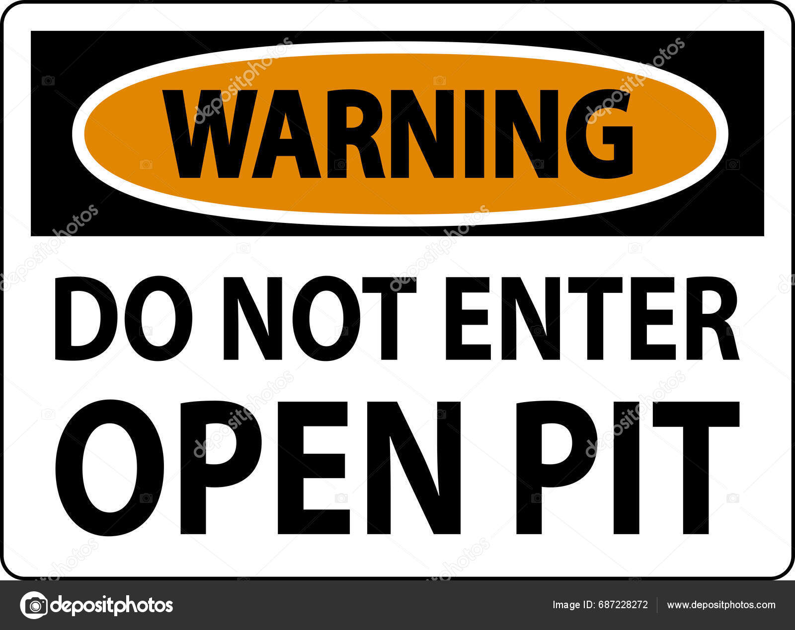 Warning Open Pit Sign Enter Open Pit Stock Vector by ©Seetwo 687228272