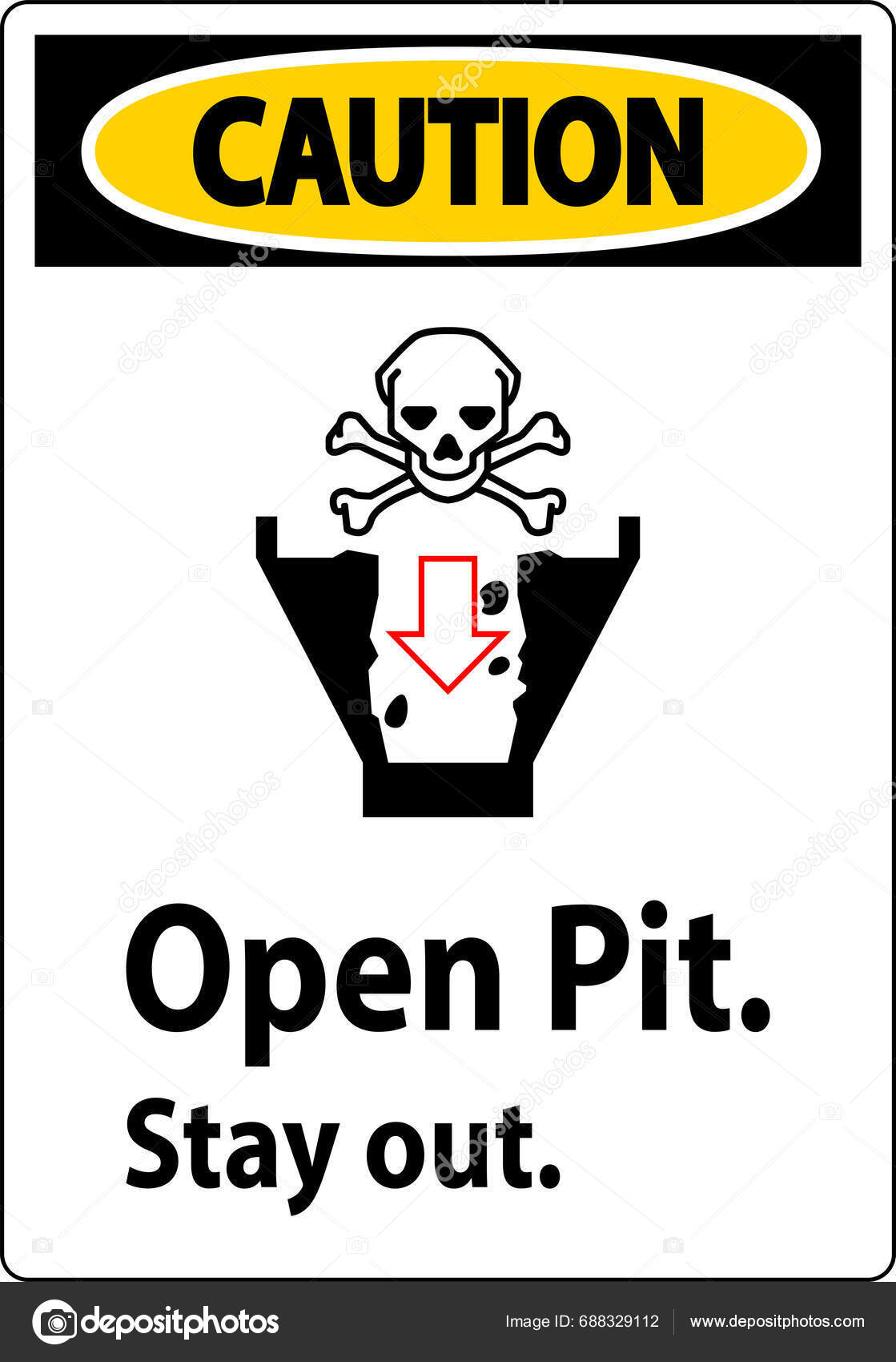 Caution Sign Open Pit Stay Out Stock Vector by ©Seetwo 688329112 Caution Sign Open Pit Stay Out Stock Vector by ©Seetwo 688329112