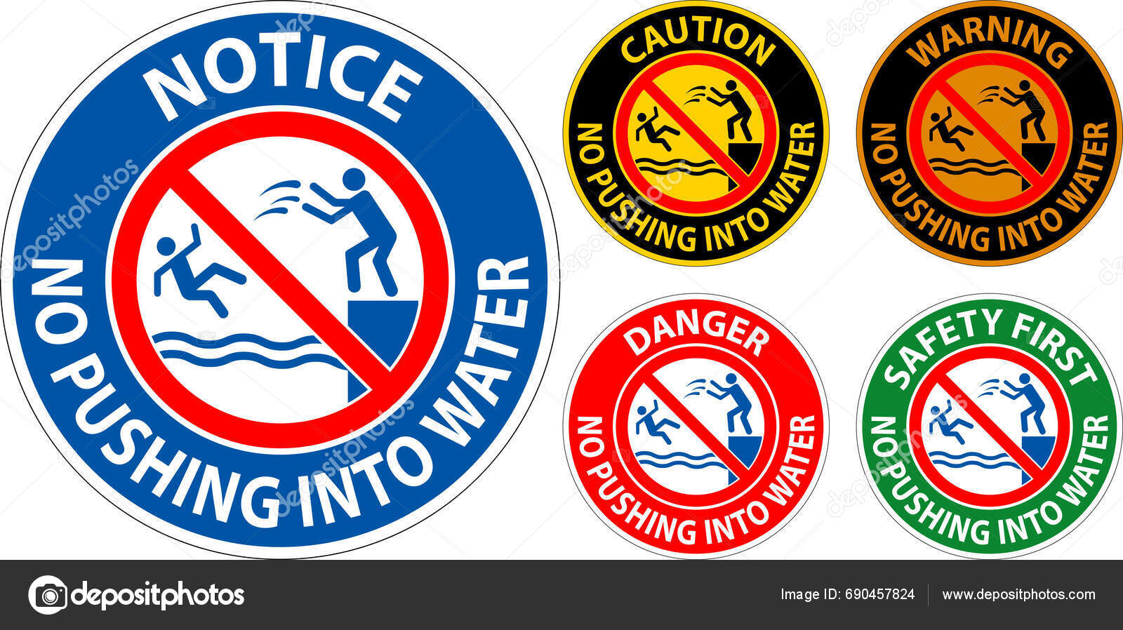 Water Safety Sign Attention Pushing Water Stock Vector by ©Seetwo 690457824