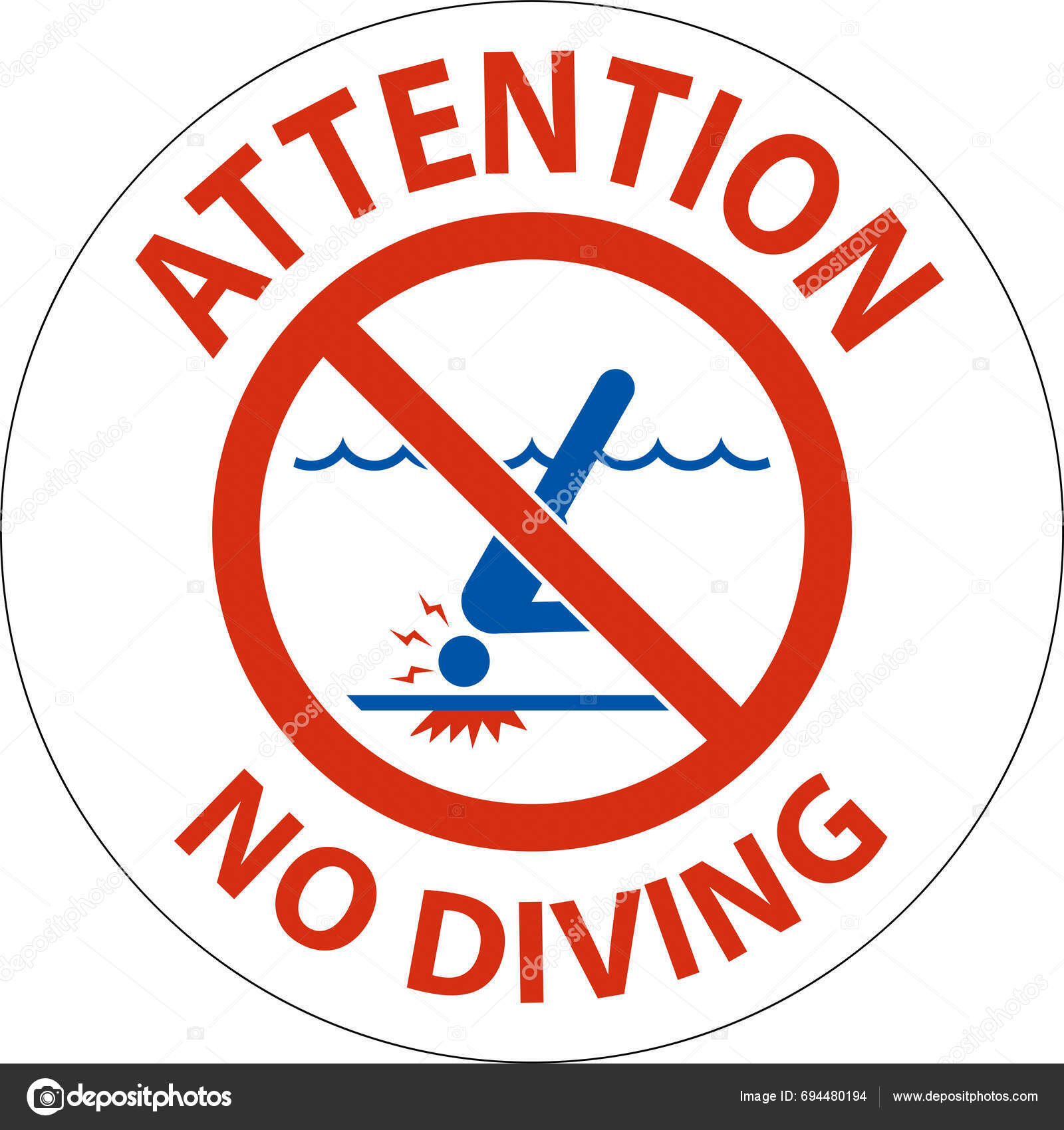 Pool Safety Sign Attention Diving Stock Vector by ©Seetwo 694480194