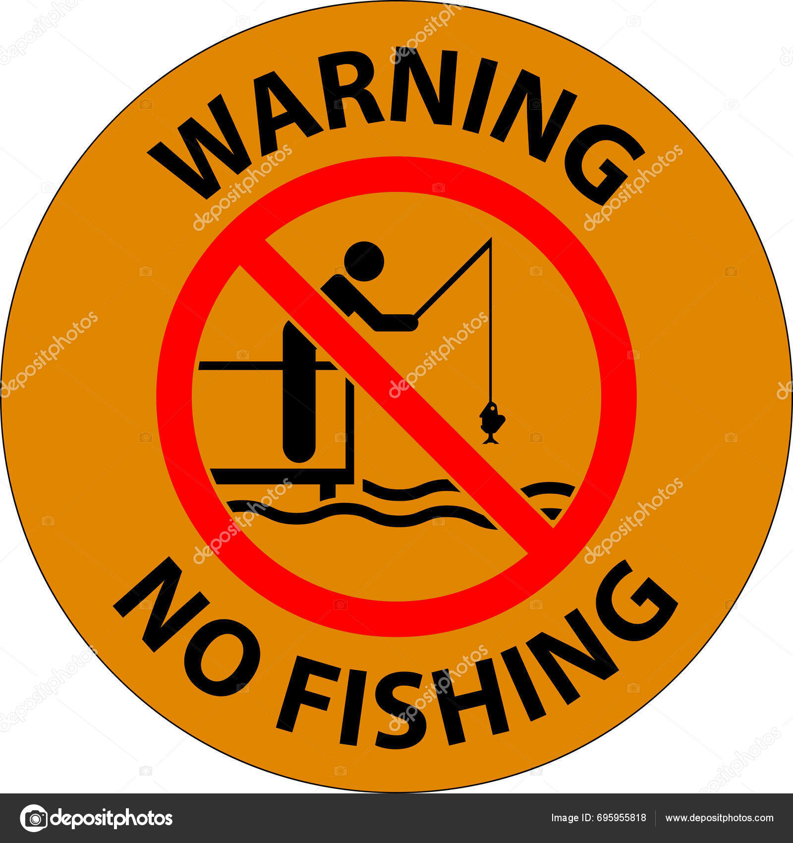 Water Safety Sign Warning Fishing Stock Vector by ©Seetwo 695955818