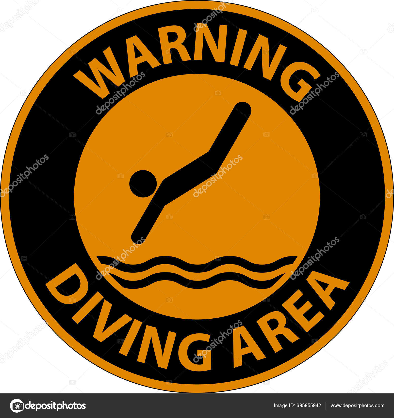 Water Safety Sign Warning Diving Area Stock Vector by ©Seetwo 695955942