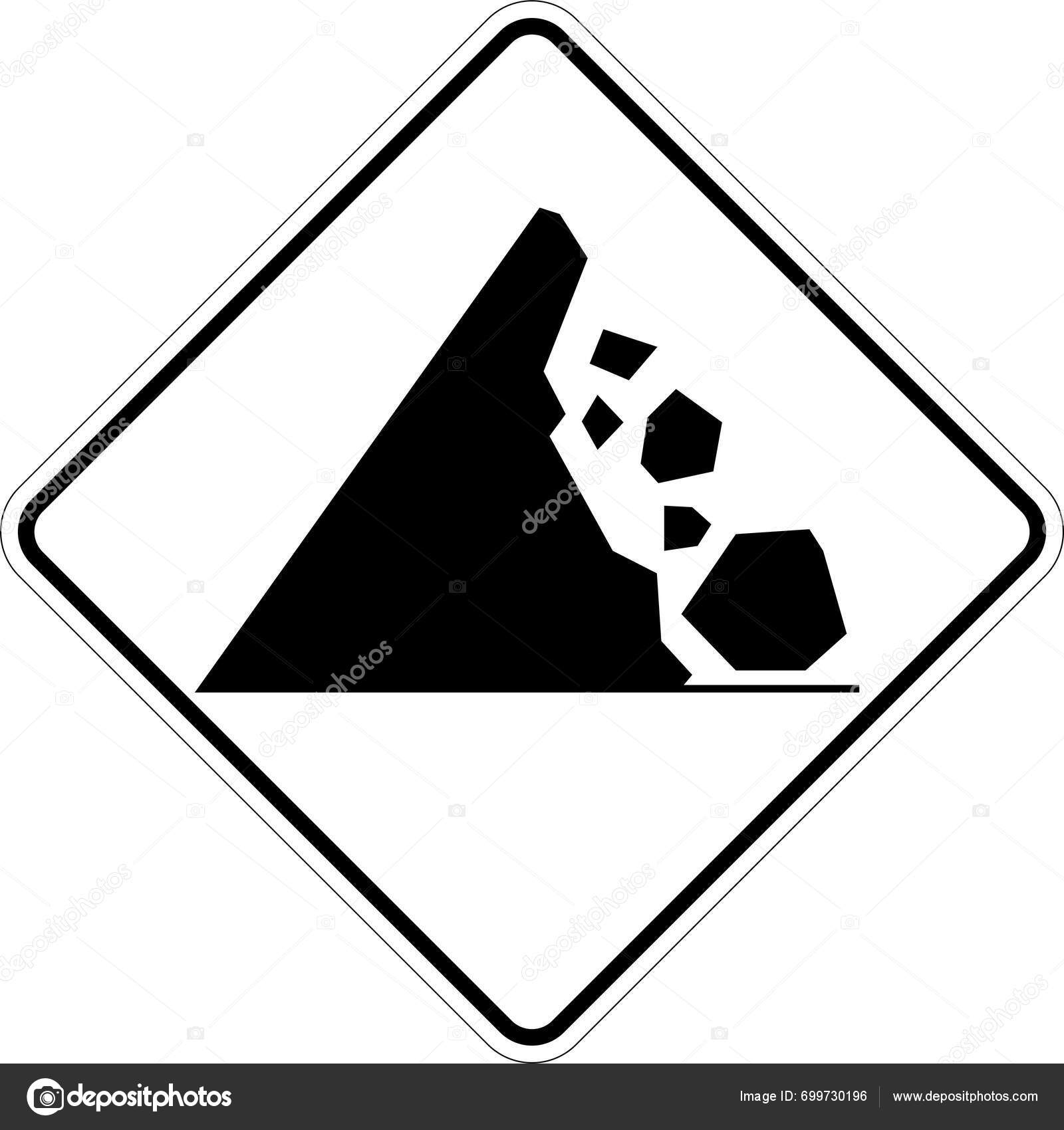 Road Warning Sign Mountain Rocks Falling Symbol Stock Vector by ©Seetwo ...