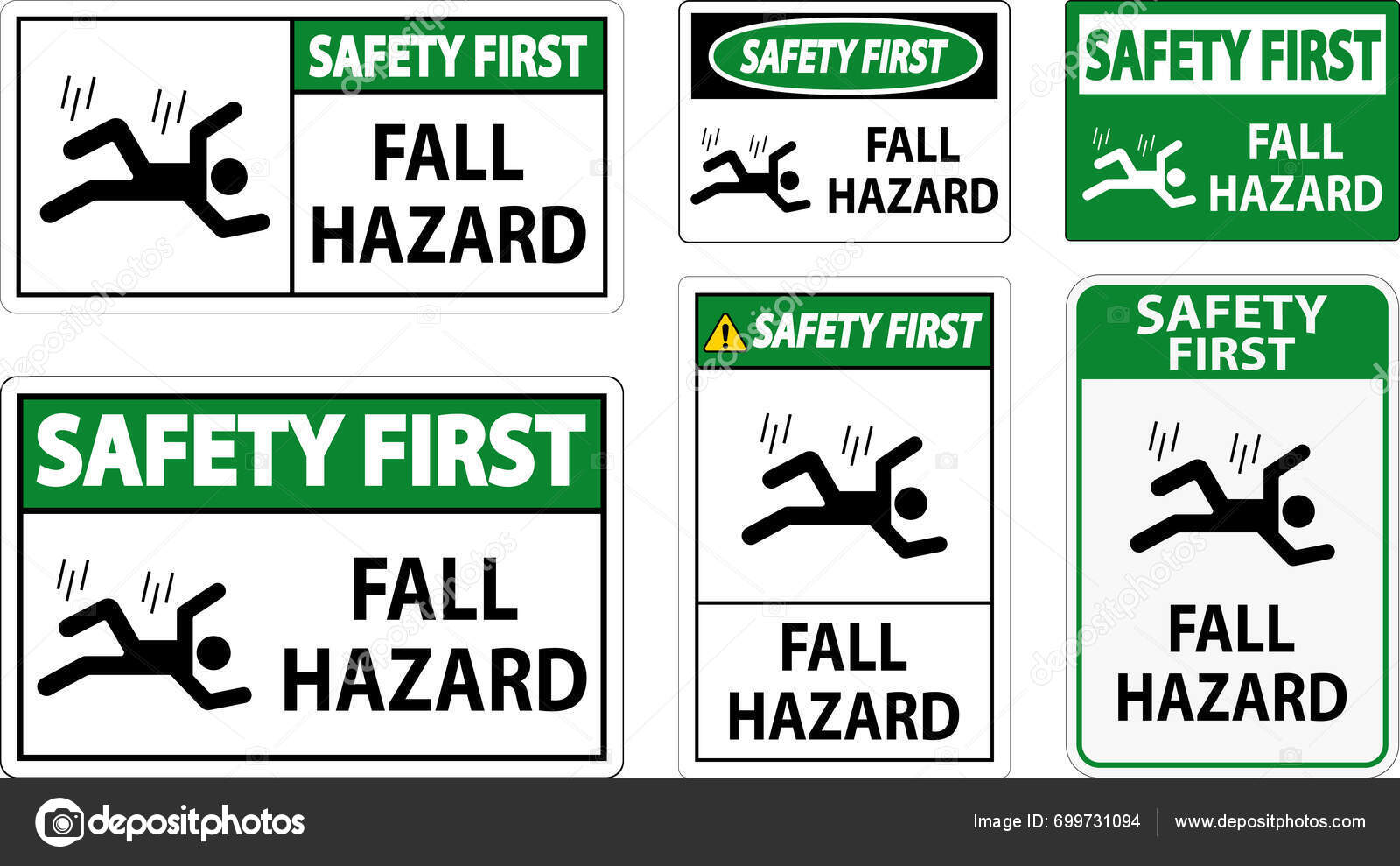 Safety First Sign Fall Hazard Stock Vector by ©Seetwo 699731094