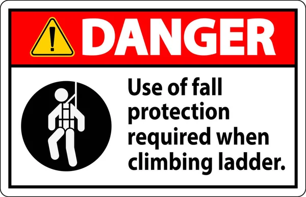 Danger Sign Climb Ladders Carefully Use Both Hands Stock Vector by ...