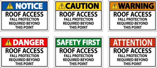 Warning Sign Roof Access Fall Protection Required Point Stock Vector by ...