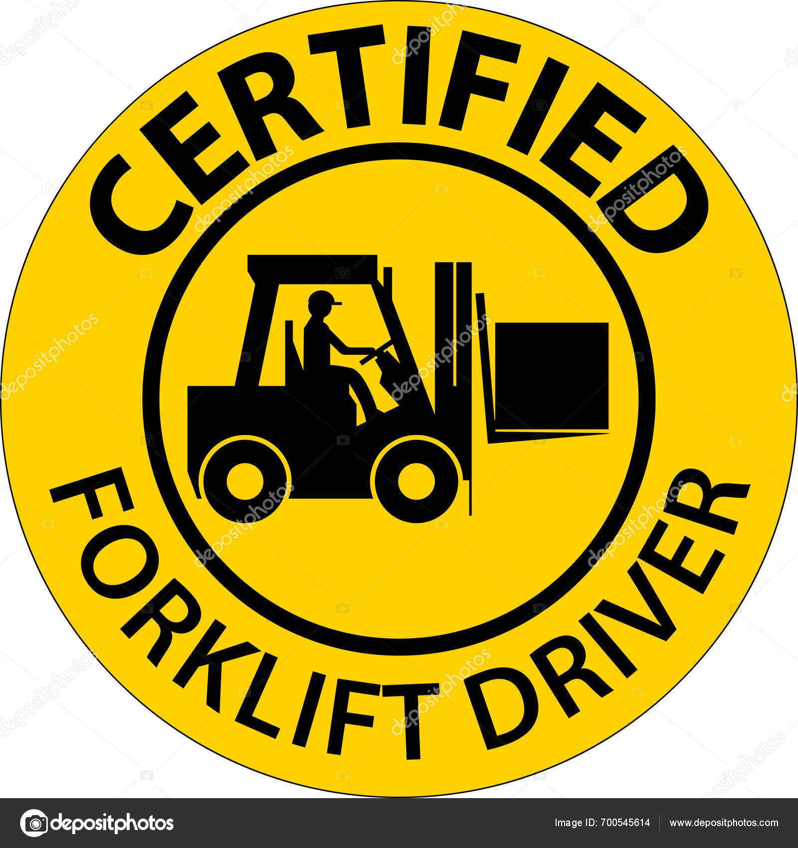 Hard Hat Labels Caution Certified Forklift Driver Stock Vector by ...